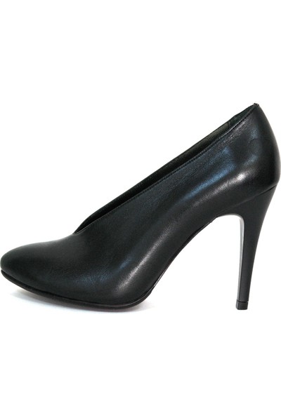 Akl Shoes Topuklu Siyah Deri Ayakkabı