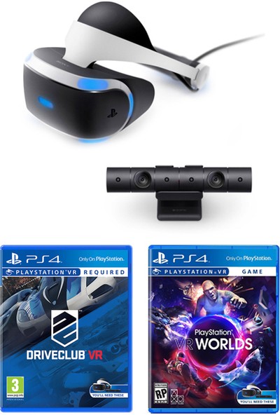 Sony PlayStation VR Sanal Gerçeklik Gözlüğü + Ps4 Kamera + Worlds VR +Driveclub VR Sony PlayStation VR Sanal Gerçeklik Gözlüğü + Ps4 Kamera + Worlds VR +Driveclub VR