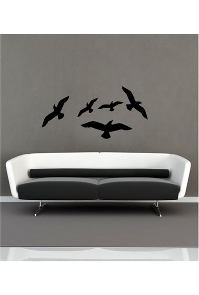 Kuşlar-1 Kadife Duvar Sticker 5 Adet Kuş
