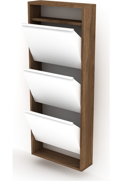 Rafevi Hide Duvara Monte Ayakkabılık (Ceviz)