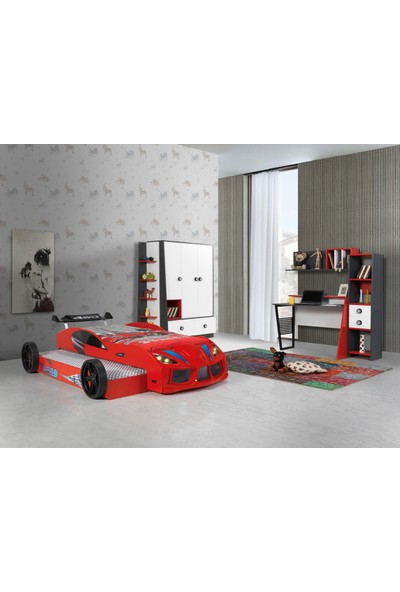 Arabalı Yatak Eco Yavru Karyolalı Kırmızı