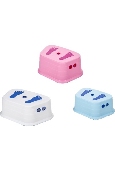 Tekreyonda Kaydırmaz Çocuk Basamağı Basamak Kaymaz Tabure Mavi Beyaz Pembe