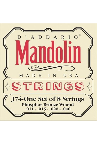 Daddarıo J74 Mandolın Tel Set Phos Brz Med :Daddarıo Abd Daddarıo J74 Mandolın Tel Set Phos Brz Med :Daddarıo Abd