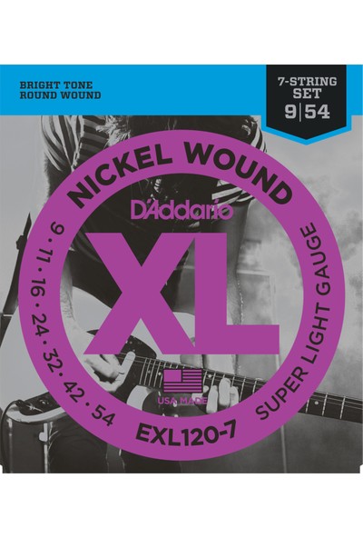 D'Addario EXL120-7 7 Telli Elektro Gitar Teli (9-54) D'Addario EXL120-7 7 Telli Elektro Gitar Teli (9-54)