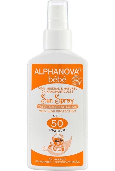Alphanova Bebekler için Organik ve Yüksek Koruma Güneş Kremi SPF50+ - Sprey, 0-3 yaş Alphanova Bebekler için Organik ve Yüksek Koruma Güneş Kremi SPF50+ - Sprey, 0-3 yaş