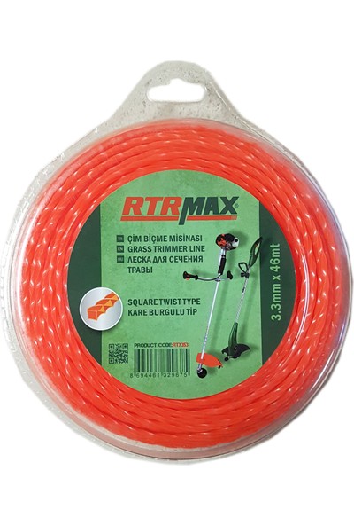 RTRMAX RTY353 3,3 mm - 46 mt Tırpan Misinası Turuncu Burgulu