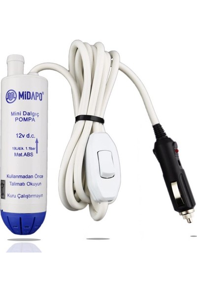 Midapo 12 Volt Mini Dalgıç Pompası Araç Çakmaklı Girişli (Mazot,Su Veya Süt) Midapo 12 Volt Mini Dalgıç Pompası Araç Çakmaklı Girişli (Mazot,Su Veya Süt)