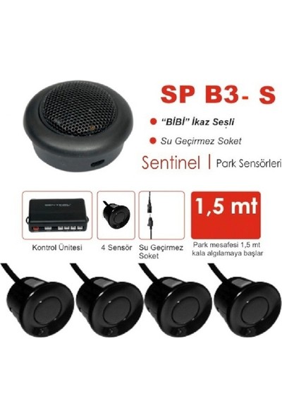 Park Sensörü Buzzerli Siyah Bip Ses İkazlı 4 Gözlü SPB3S Park Sensörü Buzzerli Siyah Bip Ses İkazlı 4 Gözlü SPB3S