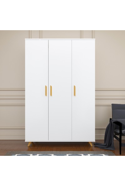 Mordeka Premium 3 Kapaklı Beyaz Gardırop Mordeka Premium 3 Kapaklı Beyaz Gardırop