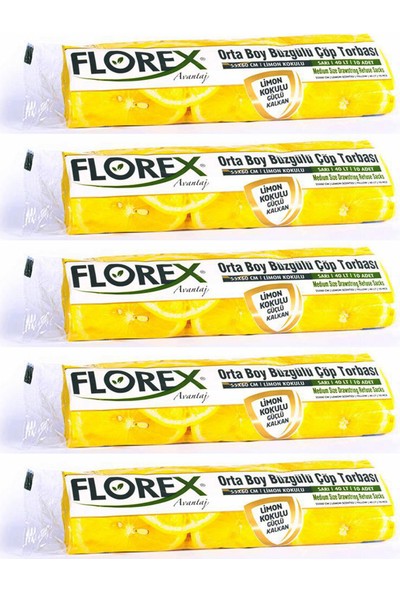 Florex Büzgülü Limon Kokulu Orta Boy Çöp Torbası 55 x 60 cm 5 Rulo Florex Büzgülü Limon Kokulu Orta Boy Çöp Torbası 55 x 60 cm 5 Rulo