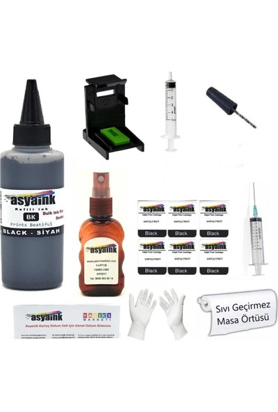 Asyaink Canon E404 Yazıcı - PG-46 Uyumlu Siyah Kartuş Dolum Seti 100 ml Asyaink Canon E404 Yazıcı - PG-46 Uyumlu Siyah Kartuş Dolum Seti 100 ml
