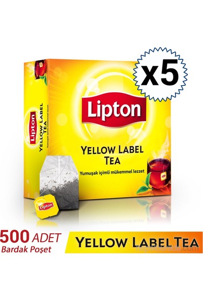 Lipton Yellow Label Bardak Poşet Çay 100'LÜ 5 Paket 500 Adet Lipton Yellow Label Bardak Poşet Çay 100'LÜ 5 Paket 500 Adet