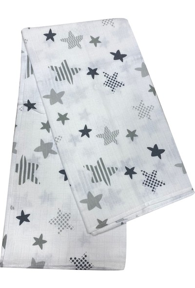 Moje Müslin Çok Amaçlı Örtü - Yıldız Desen Gri Moje Müslin Çok Amaçlı Örtü - Yıldız Desen Gri