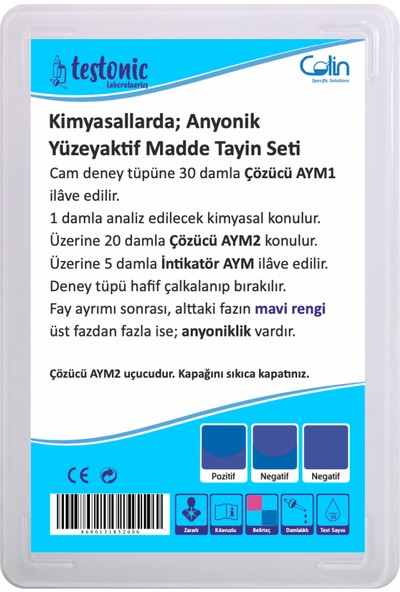 Testonic Kimyasallarda; Anyonik Yüzeyaktif Madde Tayin Seti