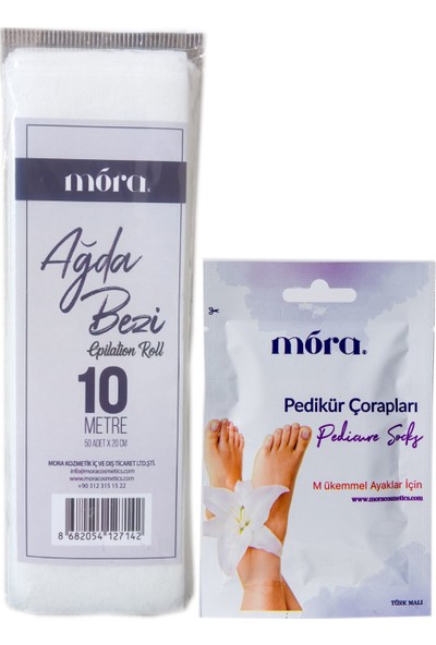 Mora Ağda Bezi 50 Adet x 20 cm + Pedikür Çorabı Mora Ağda Bezi 50 Adet x 20 cm + Pedikür Çorabı