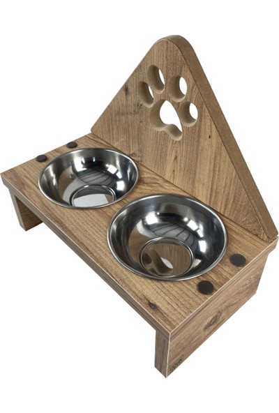 Odun Concept 2'li Kedi Mama Kabı - Pati - Ahşap Desenli