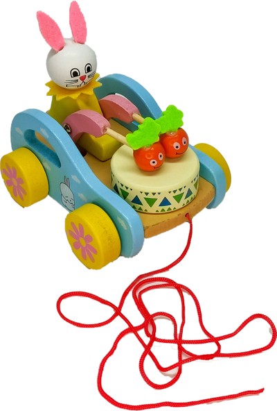 Hediye Buldun Ahşap Davul Çalan Ipli Tavşan Çekçek