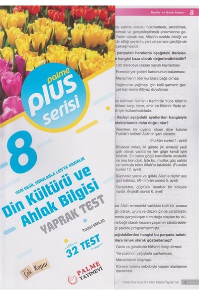 Palme Yayıncılık 8 Sınıf Din Kültürü Yaprak Test Palme Yayıncılık 8 Sınıf Din Kültürü Yaprak Test
