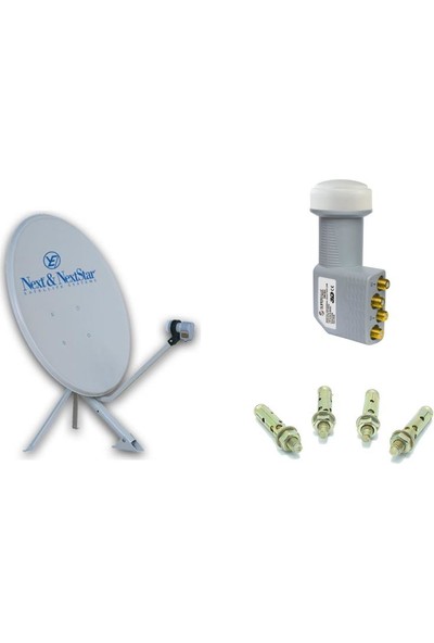 Next Televizyon Çanak Anten Takım 4K Full Hd Tv Uyumlu 85Cm Çanak Anten + Dörtlü Lnb