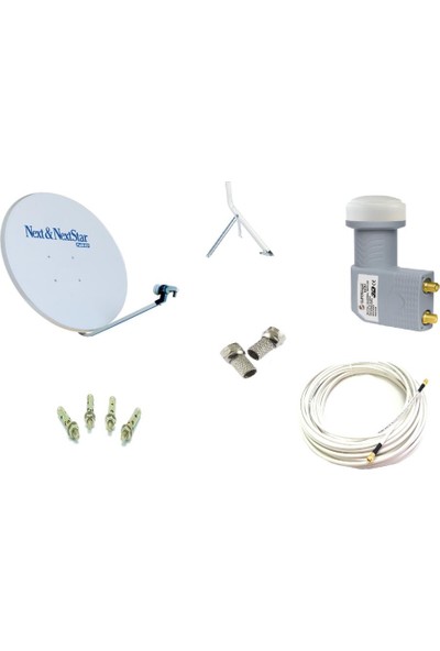 Next Televizyon Çanak Anten Takımı Full Set 4K Full Hd Tv Uyumlu 75Cm Çanak Anten + Çiftli Lnb + Kablo