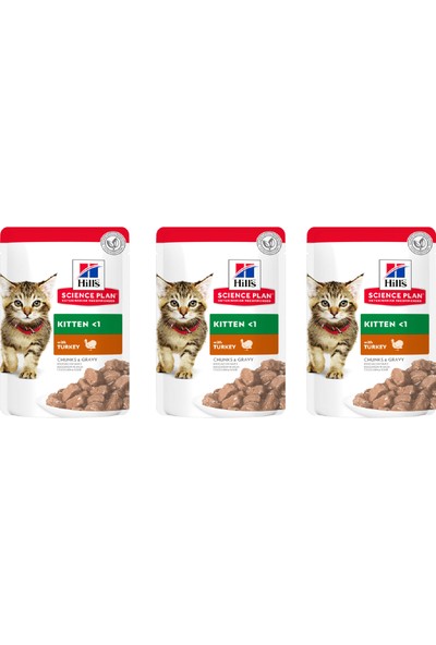 Hill’s Science Plan Pouch Hindili Yaş Yavru Kedi Maması – 3X85 gr