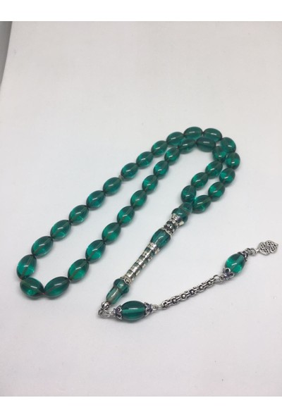 Tesbih Dünyası Kenan Paydak Imamesi Gümüş Oymalı Ateş Kehribar Tesbih