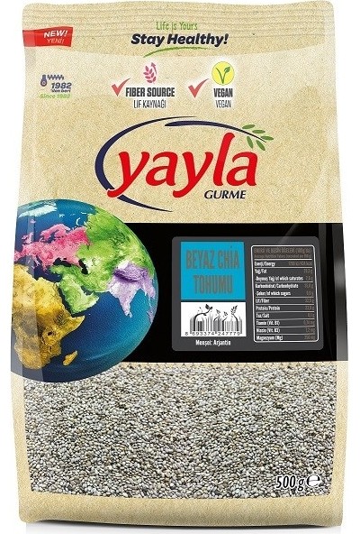 Yayla Gurme Beyaz Chia Tohumu 500 gr Yayla Gurme Beyaz Chia Tohumu 500 gr