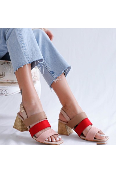 Limoya Katherine Ten Kırmızı Pudra Alçak Hasır Topuklu Sandalet Limoya Katherine Ten Kırmızı Pudra Alçak Hasır Topuklu Sandalet