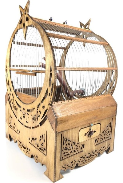 Naturbird Ayyıldız Işlemeli Ahşap Kafes