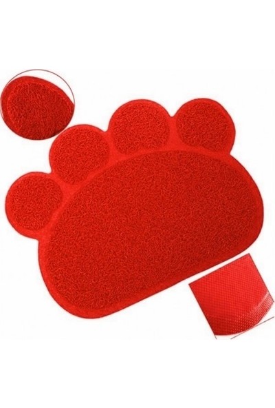 Ans Kedi Tuvalet Önü Paspası Pati Şekilli Kırmızı 30-40 cm