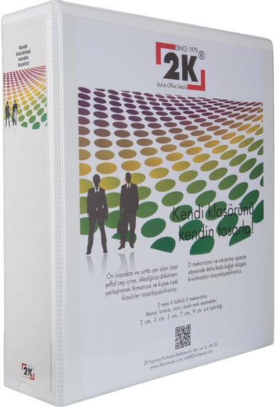 2K 7 cm 2 Halkalı Iç Dış Şeffaf Cepli Firma Sunum ve Evrak Klasörü 520 Yaprak