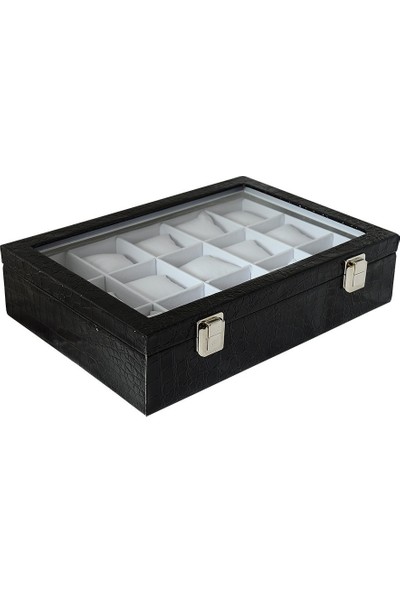 Standmarket Saat Kutusu 15'li Rugan Siyah İçi Beyaz