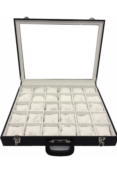 Standmarket Saat Çantası 30'lu Camlı Siyah İçi Beyaz