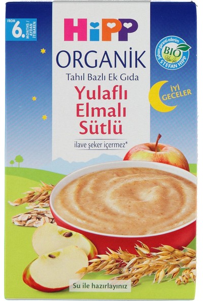 Hipp Organik İyi Geceler Sütlü Yulaflı Elmalı Tahıl Bazlı Kaşık Maması 250 gr Hipp Organik İyi Geceler Sütlü Yulaflı Elmalı Tahıl Bazlı Kaşık Maması 250 gr