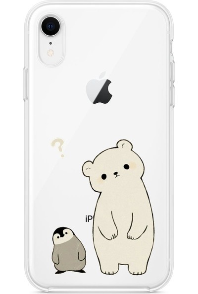 Moodcase Apple iPhone Xr Penguen ve Ayıcık Desenli Şeffaf Telefon Kılıfı Moodcase Apple iPhone Xr Penguen ve Ayıcık Desenli Şeffaf Telefon Kılıfı