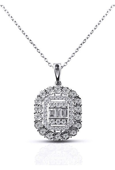 Amor 0.65 Karat Baget Pırlanta Kolye F-Sı 14K Amor 0.65 Karat Baget Pırlanta Kolye F-Sı 14K