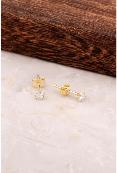 Sümer Telkari Altın Yaldızlı Gümüş 4 mm Tek Taş Küpe 4785 Sümer Telkari Altın Yaldızlı Gümüş 4 mm Tek Taş Küpe 4785