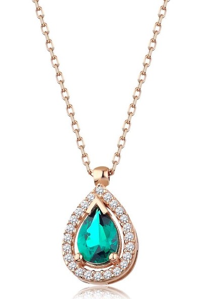 Mai Silver Kadın 925 Zümrüt Damla Kolye