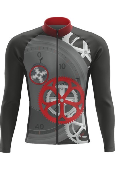 Freysport Crank-08 Bisiklet Forması Uzun Kol - Siyah, Kırmızı