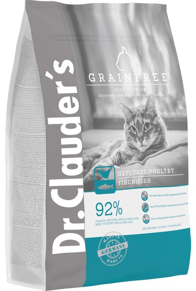 Dr. Clauder's Tahılsız Tavuklu & Balıklı Yetişkin Kedi Maması 4kg Dr. Clauder's Tahılsız Tavuklu & Balıklı Yetişkin Kedi Maması 4kg