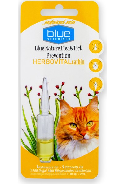 Blue Veteriner Kediler Için Bitkisel Ense Damlası 2ml Blue Veteriner Kediler Için Bitkisel Ense Damlası 2ml