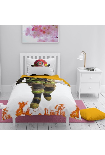 MonoHome İtfaiyeci 3D Pamuk Saten Çocuk Nevresim Takımı