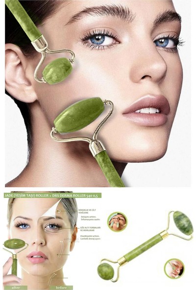 Qax Jade Roller Çift Taraflı Yeşim Taşı Cilt Masaj Bakım Aleti Qax Jade Roller Çift Taraflı Yeşim Taşı Cilt Masaj Bakım Aleti