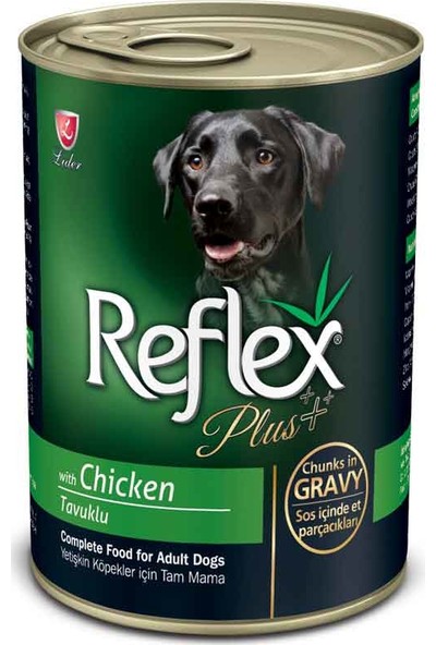 Refle x Plus Tavuklu Köpek Soslu Et Parçacıklı Konserve 400 gr 24 Adet Refle x Plus Tavuklu Köpek Soslu Et Parçacıklı Konserve 400 gr 24 Adet