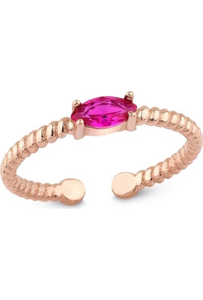 Mai Silver Kadın 925 Kırmızı Taşlı Mekik Yüzük