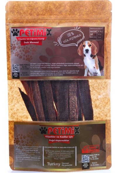 Petimix İnek Memesi Çubukları 130g Çiğneme Çubukları Köpek Ödülü