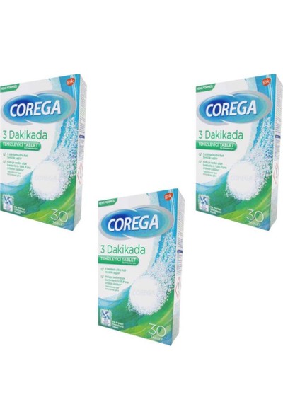 Corega Bio Diş Temizleme 30 Tablet 3 Adet