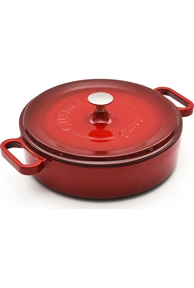 Silver Cusinero 28 cm Döküm Yayvan Tencere Kırmızı