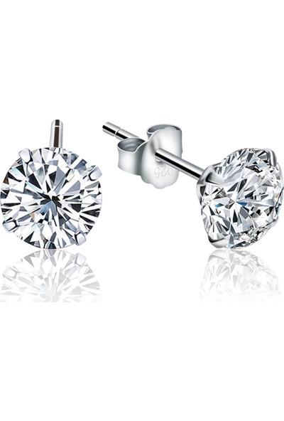 Jewelry For Light 9 mm Beyaz Yuvarlak Kesim (Round-Brilliant Cut) Tektaş Zirkon Pimli Gümüş Küpe Jewelry For Light 9 mm Beyaz Yuvarlak Kesim (Round-Brilliant Cut) Tektaş Zirkon Pimli Gümüş Küpe