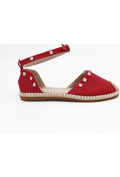 By Erz Erz107-Kırmızı Kadın Zımbalı Espadril